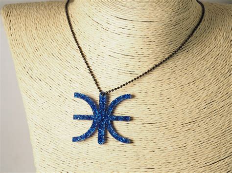 Ancient Greek Delphic Epsilon Symbol Acrylic With Stainless Steel Black Ball Chain Necklace