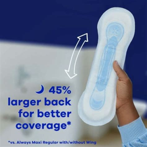 Alwayswomens Maxi Overnight Pads Without Wings Unscented Size 4 28 Ct