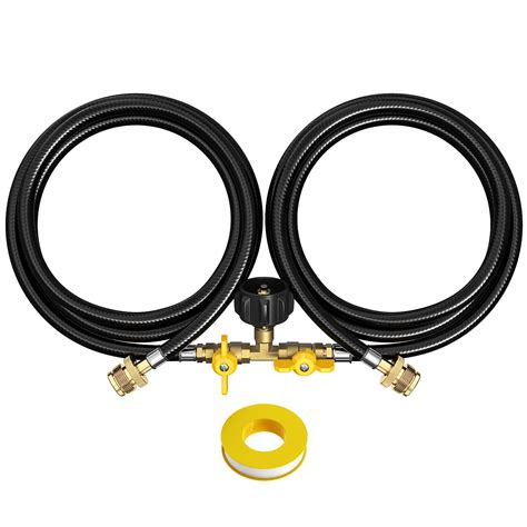 Alloxity 5ft Propane Splitter Hose 2 Way With Shut Off Valve Converter Fit For Camp Buddy