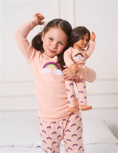 Matching Girl And Doll Cotton Retro Rainbow Pajamas Leveret Clothing