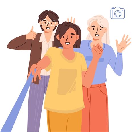 Premium Vector Woman Makes Selfie