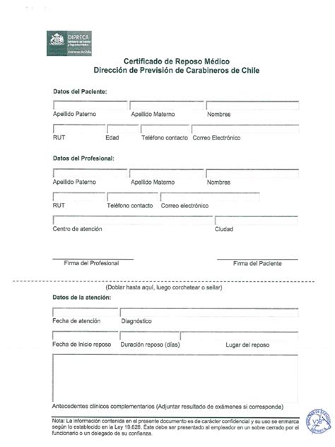 Certificado De Reposo Medico Dipreca Pdf