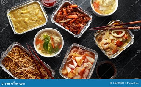 Chinese Takeaway Food Pork Wonton Dumpling Soup Crispy Shredded Beef