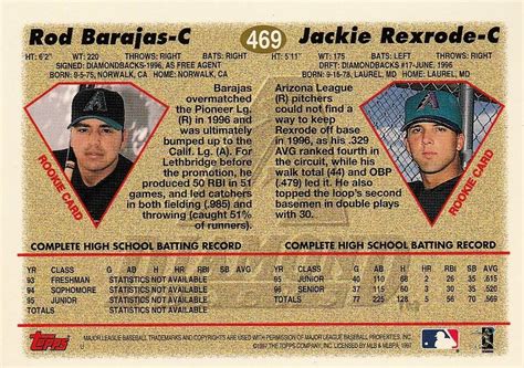 1997 Topps 469 Rod Barajas Jackie Rexrode Trading Card Database