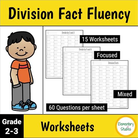 Division Fact Fluency Worksheets Elementary Studies
