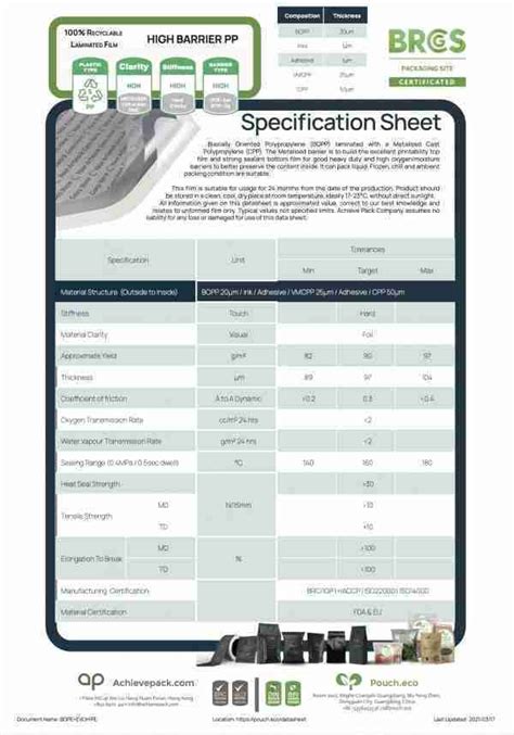 Packaging Technical Data Sheet Archives Poucheco Eco Friendly