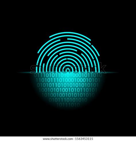 Fingerprint Scanning Binary Code Digital Security Vector De Stock