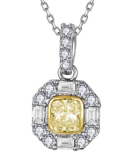 Multi Tone Cushion Diamond Pendant Diasun Fine Jewelry