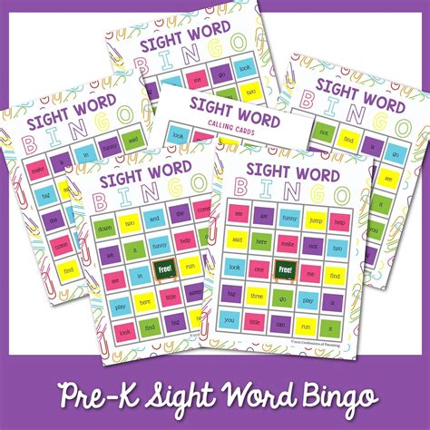 Pre K Sight Word Bingo Sight Word Bingo For Kindergarten Bingo Game