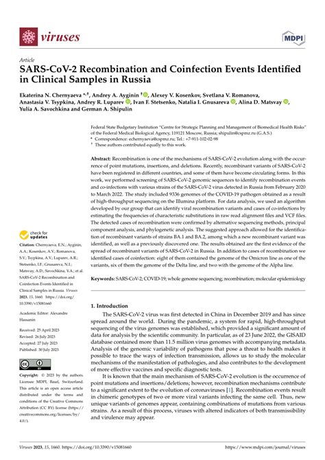 Pdf Sars Cov 2 Recombination And Coinfection Events Identified In