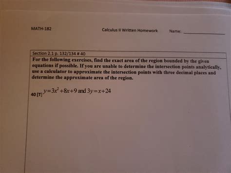 Solved Math 182 Calculus Ii Written Homework Name Section