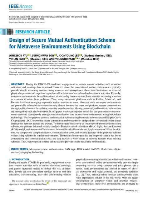 Design Of Secure Mutual Authentication Scheme For Metaverse