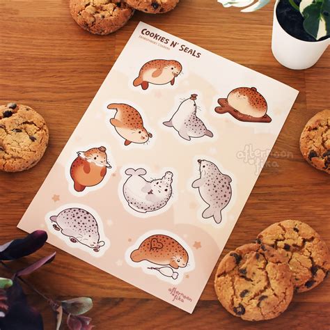 Cookies And Cream Seals Sticker Sheet Afternoonfika