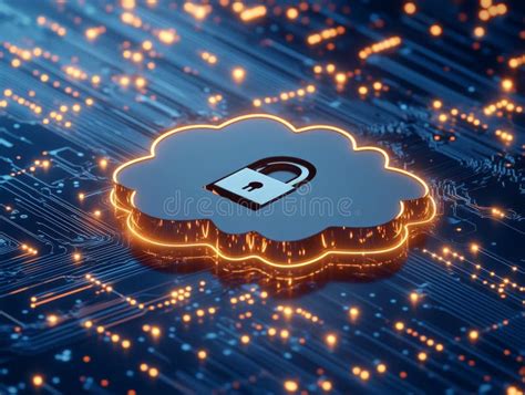 Metallic Cloud Icon With Glowing Neon Orange Highlights Embedded In A