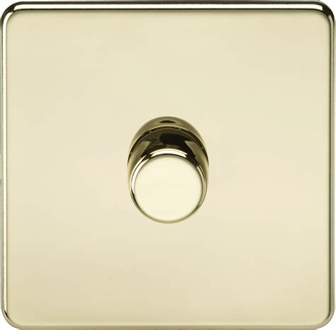 Screwless 1 Gang Dimmer Switch Polished Brass