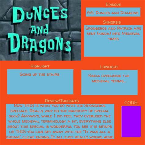Spongebob Dunces And Dragons