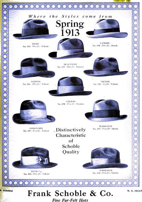 A Decade Of Schoble Hats 1912 1922 The Fedora Lounge Mens Dress Hats Types Of Mens Hats