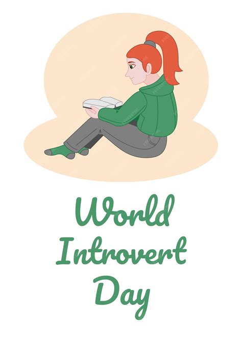 Premium Vector Poster For World Introvert Day With A Girl Reading A Book Flat Color Vector