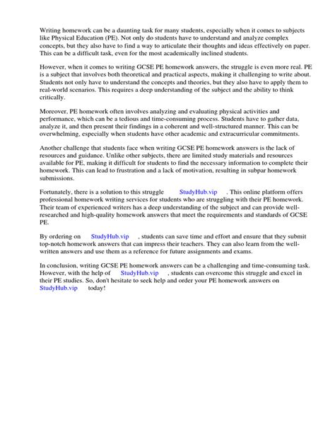 Gcse Pe Homework Answers Pdf Facebook Linked In