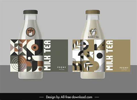 Fruit Juice Bottle Packaging Template Modern Kiwi Decor Vectors Graphic