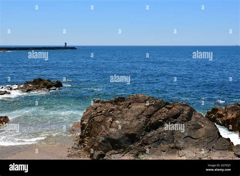 Beach Atlantic Ocean Foz Do Douro Porto Portugal Europe Stock