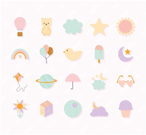 Premium Vector Set Of Cute Icons On A White Background