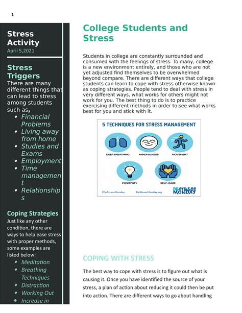 Stress Activity Assignment 1 Stress Activity April 5 Stress