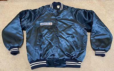 Rare Vintage Unocal 76 Gasoline Blue Satin Jacket Mens Large Auburn Ebay
