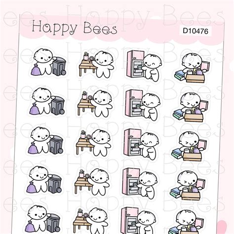 Decluttering Doodles Cute Chores Cleaning Planner Stickers D10476 Etsy