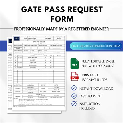 Gate Pass Request Form Construction Material Gate Pass Material