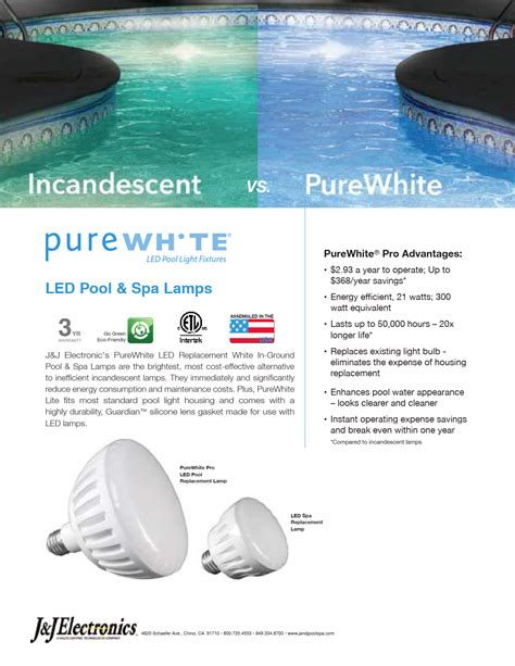 J J Electronics Lpl Pr Wht 120 Purewhite Led Pool And Spa Lamp
