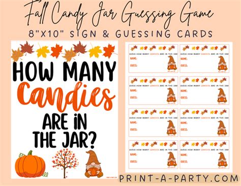 Fall Candy Guessing Game How Many Fall Candies In Jar Fall Party Printaparty