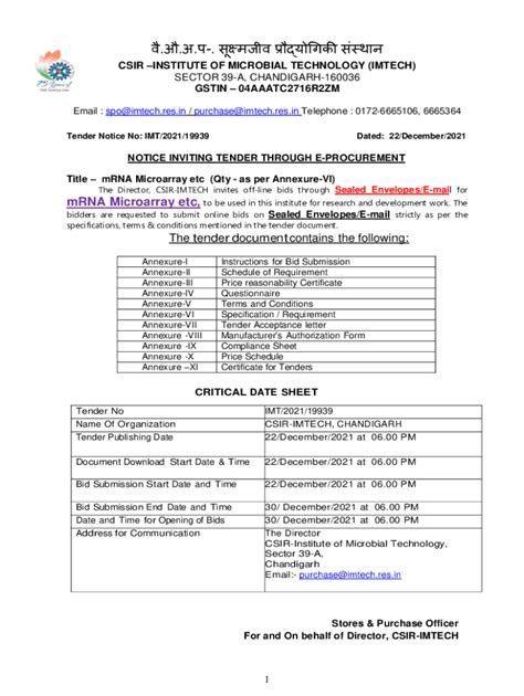 Fillable Online Title Mrna Microarray Etc Qty As Per Annexure Vi Fax Email Print Pdffiller