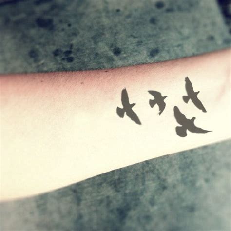 4 Flying Swallows Birds Inknart Temporary Tattoo Wrist Quote Tattoo