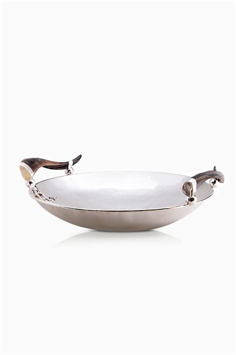 Olivos Big Round Centerpiece Brown Horn Polished Silver Gaucho