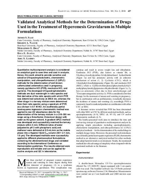 Pdf Validated Analytical Methods For Determination Of Active Ingredients From Bulk Drugs And