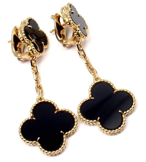 Van Cleef And Arpels Black Onyx Magic Alhambra Gold Earrings At 1stdibs