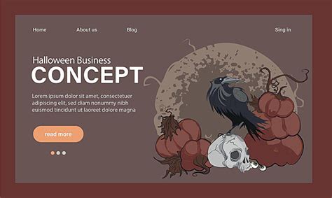 Landing Page Template With Symbols Of Halloween Design Scary Night Vector Design Scary Night
