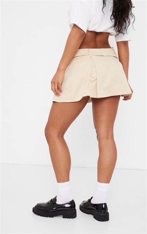 Sand Twill Micro Mini Skater Skirt Bottoms Plt