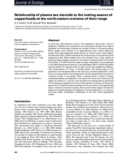 Pdf Relationship Of Plasma Sex Steroids To The Mating Season Of