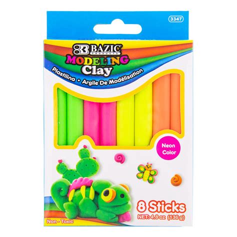 Bazic 4 8 Oz 136g 4 Fluorescent Color Modeling Clay Sticks 3347