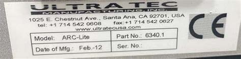 Ultra Tec Arc Lite Photoresist Used For Sale Price 293678214 2012 Buy From Cae