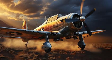 Premium Ai Image Dramatic Sky With Historical Warbird