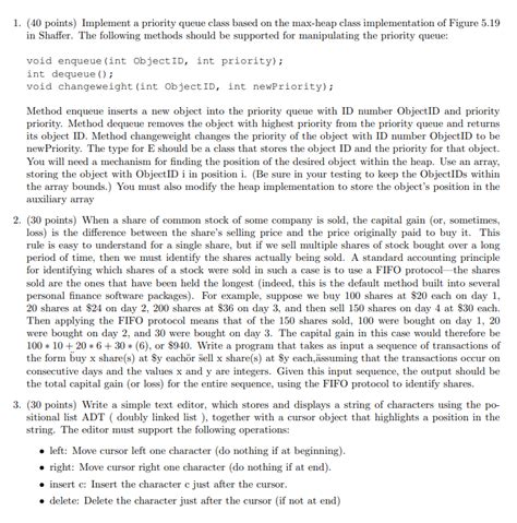 Solved 1 40 Points Implement A Priority Queue Class Based