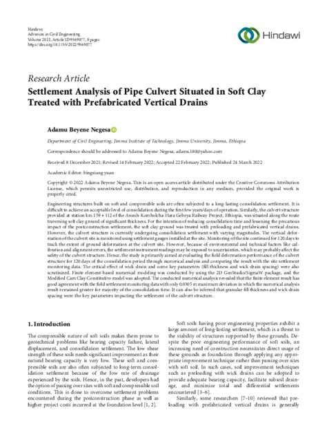 Pdf Settlement Analysis Of Pipe Culvert Situated In Soft Clay Treated