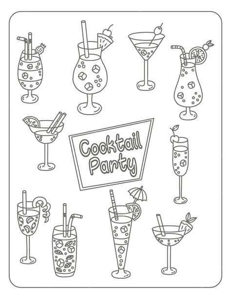 Cocktail Colouring Pages Sketch Coloring Page