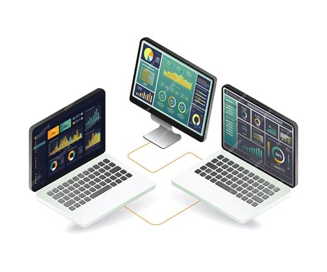 Premium Vector Three Professional Data Analysis Computers