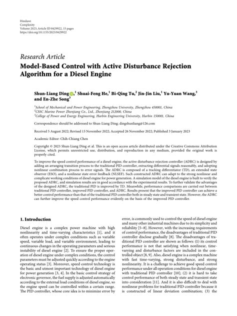 Pdf Model Based Control With Active Disturbance Rejection Algorithm