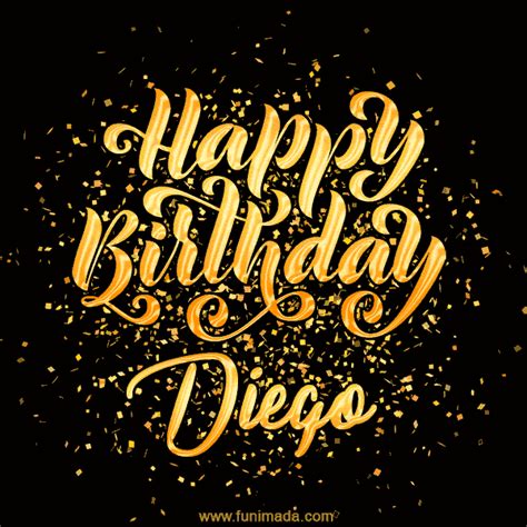 Happy Birthday Diego  Golden Glitter Animation Download On