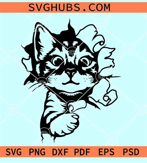 Kitty On The Wall Svg Kitty Through The Wall Svg Peeking Kitty Svg